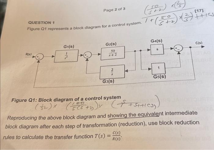 Solved QUESTION 1 Figure Q1 represents a block diagram for a | Chegg.com