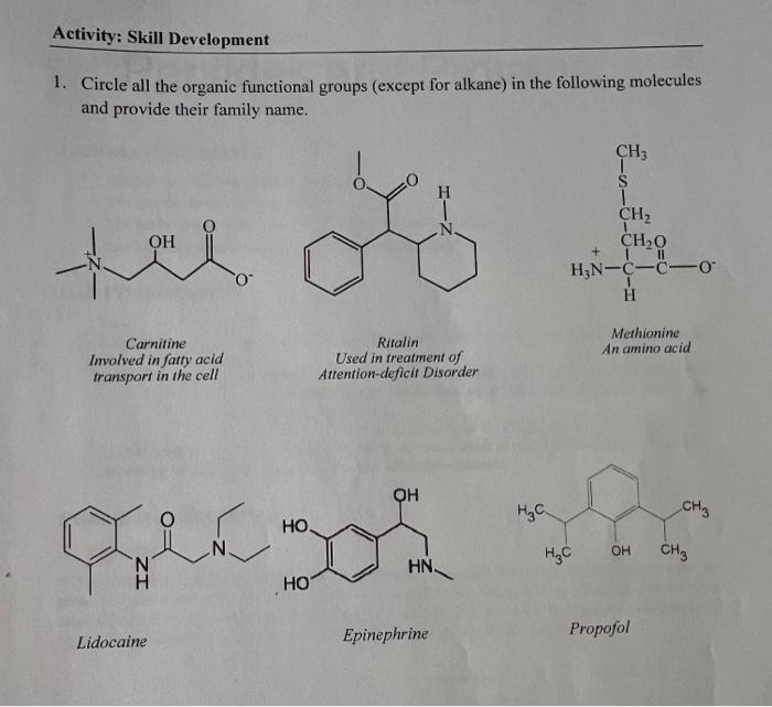 Solved 1. Circle all the organic functional groups (except | Chegg.com