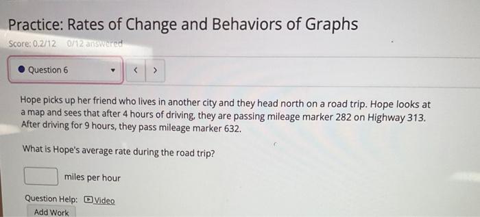 Solved Practice: Rates of Change and Behaviors of Graphs | Chegg.com