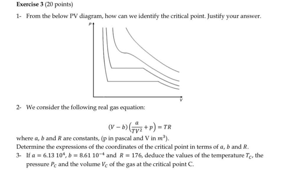 Solved Exercise 3 (20 points) 1. From the below PV diagram, | Chegg.com