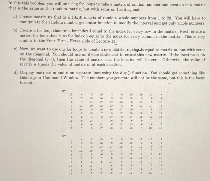 Solved In this this problem you will be using for loops to | Chegg.com