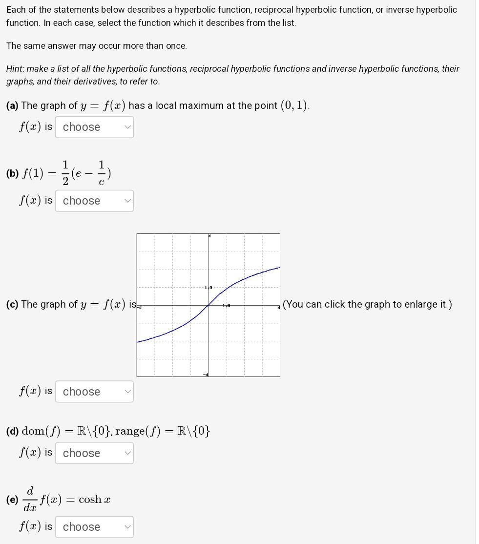 Solved Each of the statements below describes a hyperbolic | Chegg.com