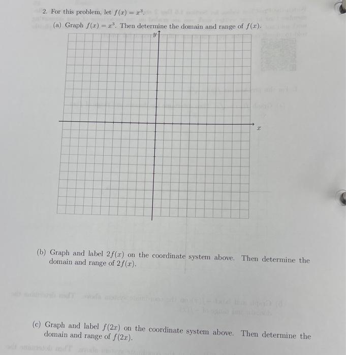 Solved 2. For this problem, let f(x)=x3. (a) Graph f(x)=x3. | Chegg.com