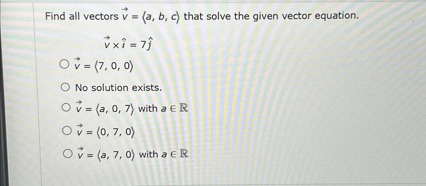 Solved Find all vectors vec(v)=(:a,b,c:) ﻿that solve the | Chegg.com