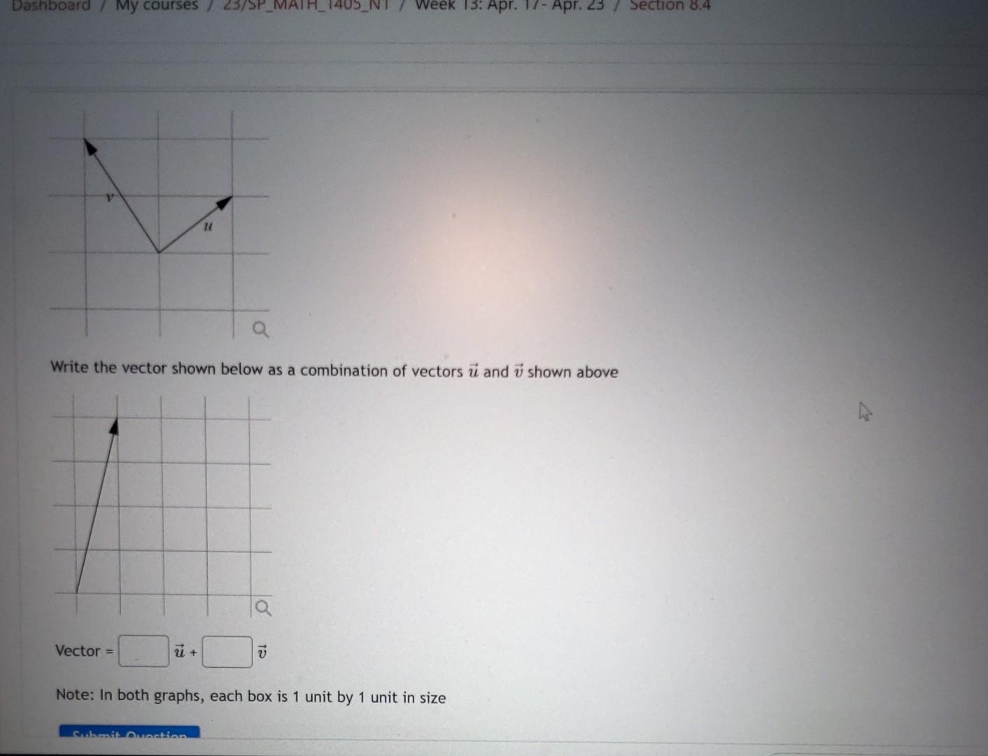 Solved Write the vector shown below as a combination of | Chegg.com