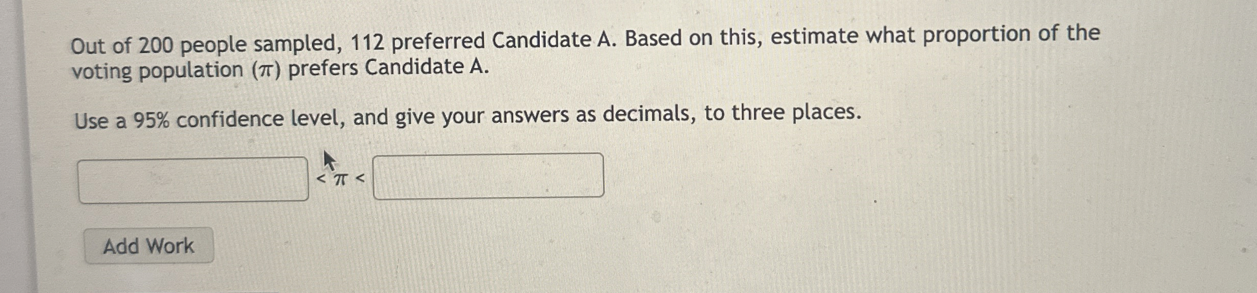 Solved Out of 200 ﻿people sampled, 112 ﻿preferred Candidate | Chegg.com