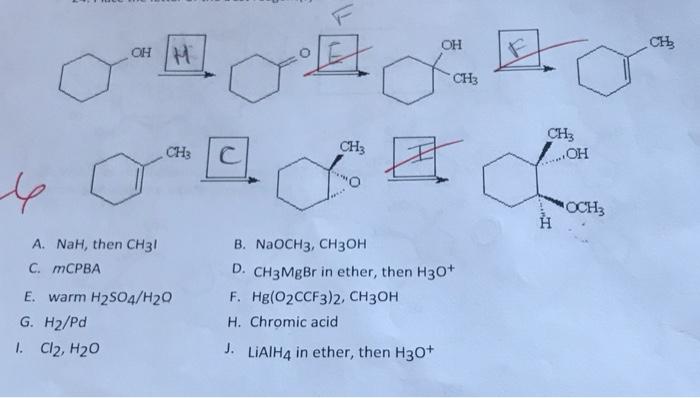 Solved rr A. NaH, then CH3I B. NaOCH3,CH3OH c. mCPBA D. | Chegg.com
