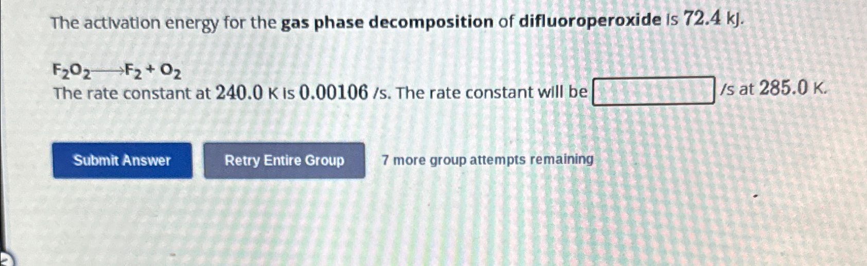 Solved The actlvation energy for the gas phase decomposition | Chegg.com