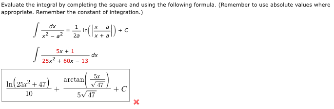 Solved Evaluate the integral by completing the square and | Chegg.com