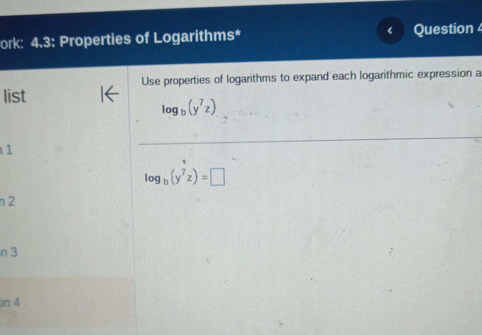 Solved Use properties of logarithms to expand each | Chegg.com