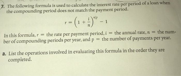 Solved 7. The following formula is used to calculate the | Chegg.com