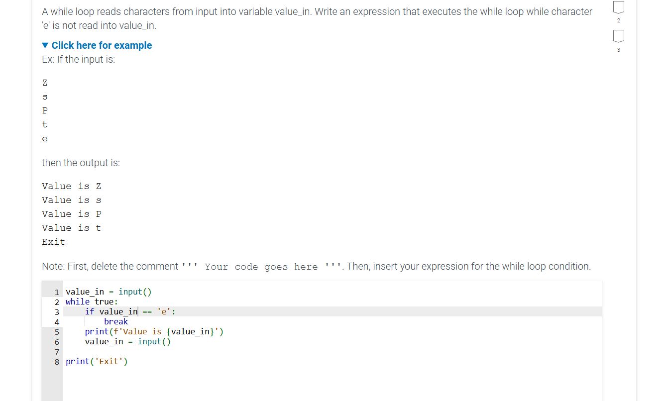Solved pythonA while loop reads characters from input into | Chegg.com