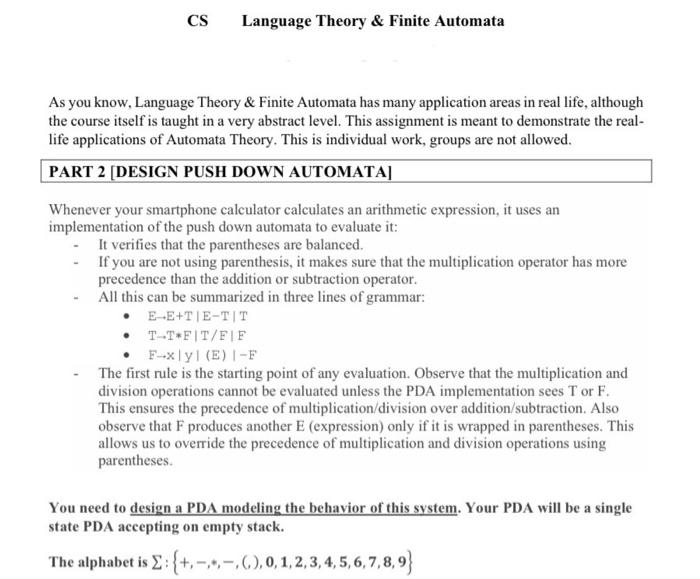 Solved CS Language Theory & Finite Automata As you know, | Chegg.com