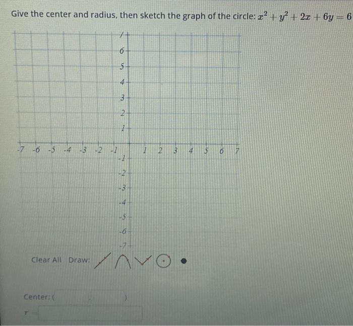 Solved Give the center and radius, then sketch the graph of | Chegg.com