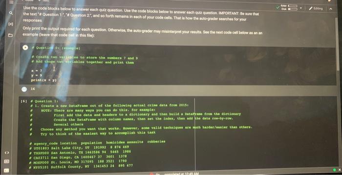 Solved Use the code blocks below to answer each quiz | Chegg.com
