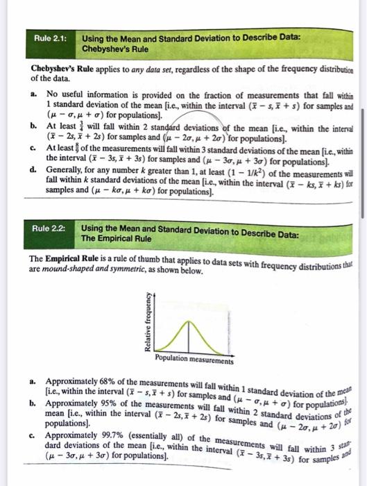 Solved Rule 2.1: Using the Mean and Standard Deviation to | Chegg.com