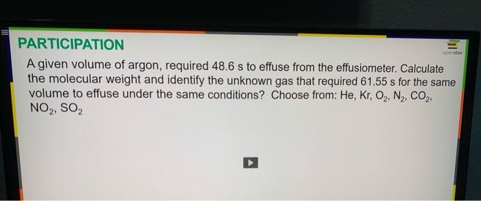 Solved operastas PARTICIPATION A given volume of argon, | Chegg.com