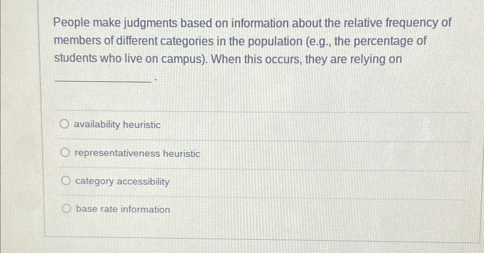 Solved People make judgments based on information about the | Chegg.com