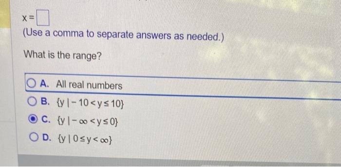 Solved All real numbers {y∣−10 | Chegg.com