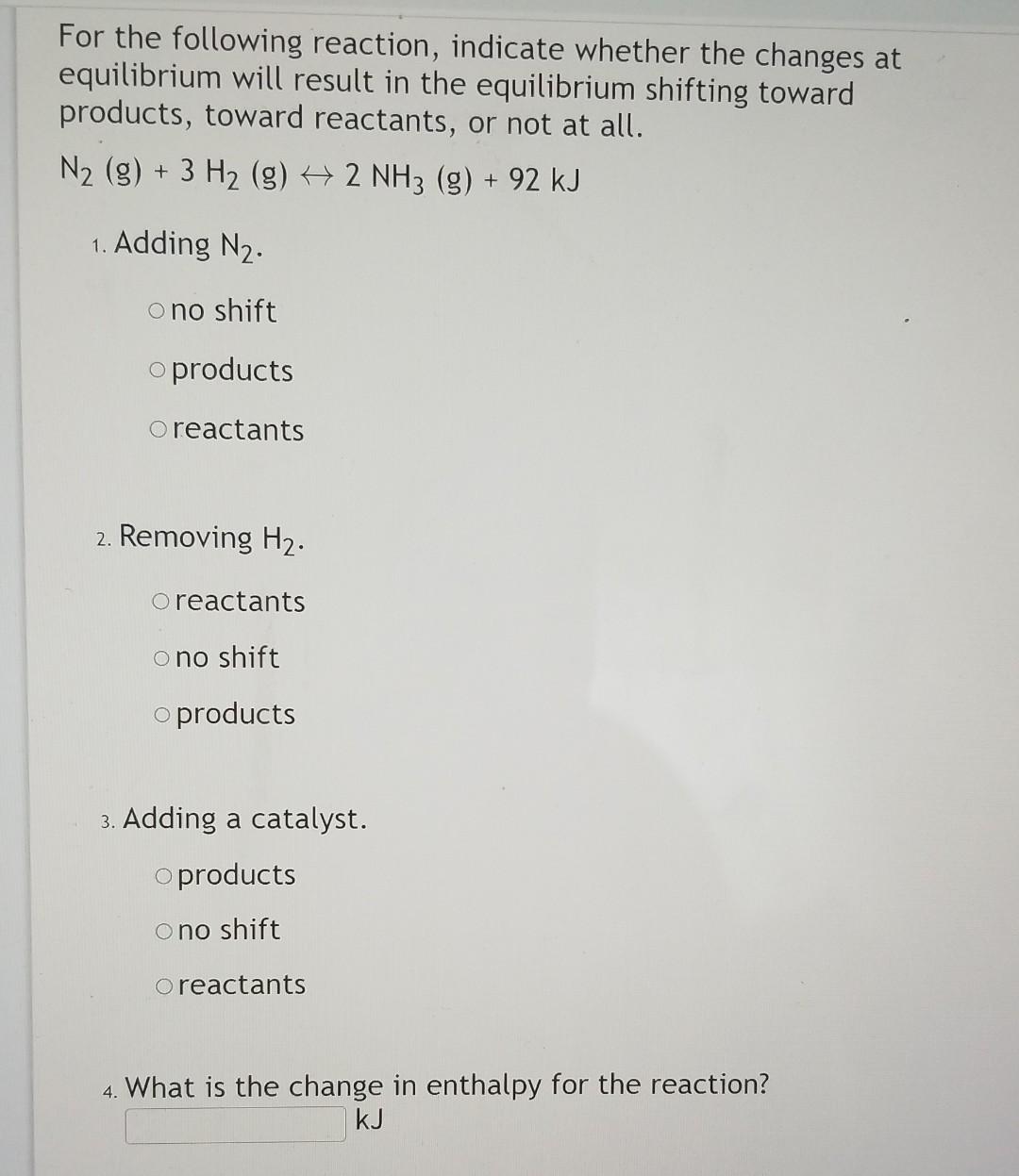 Solved For the following reaction, indicate whether the | Chegg.com