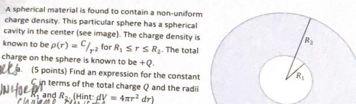 Solved A spherical material is found to contain a | Chegg.com