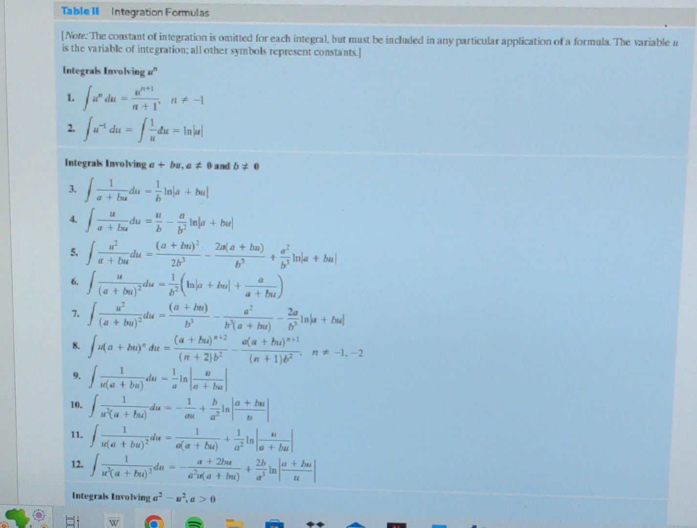 Solved Find indefinite integral by Using talde II | Chegg.com