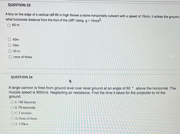 Solved A boy on the edge of a vertical cliff 80 m high | Chegg.com