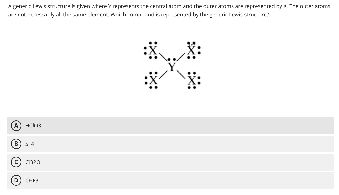 Solved Chemistry: A generic Lewis structure is given below | Chegg.com