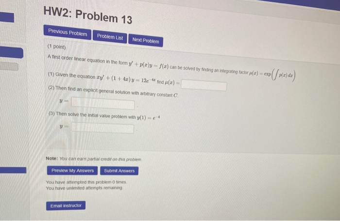 Solved HW2: Problem 13 Previous Problem Problem List Next | Chegg.com Solved HW2: Problem 13 Previous Problem Problem List Next | Chegg.com