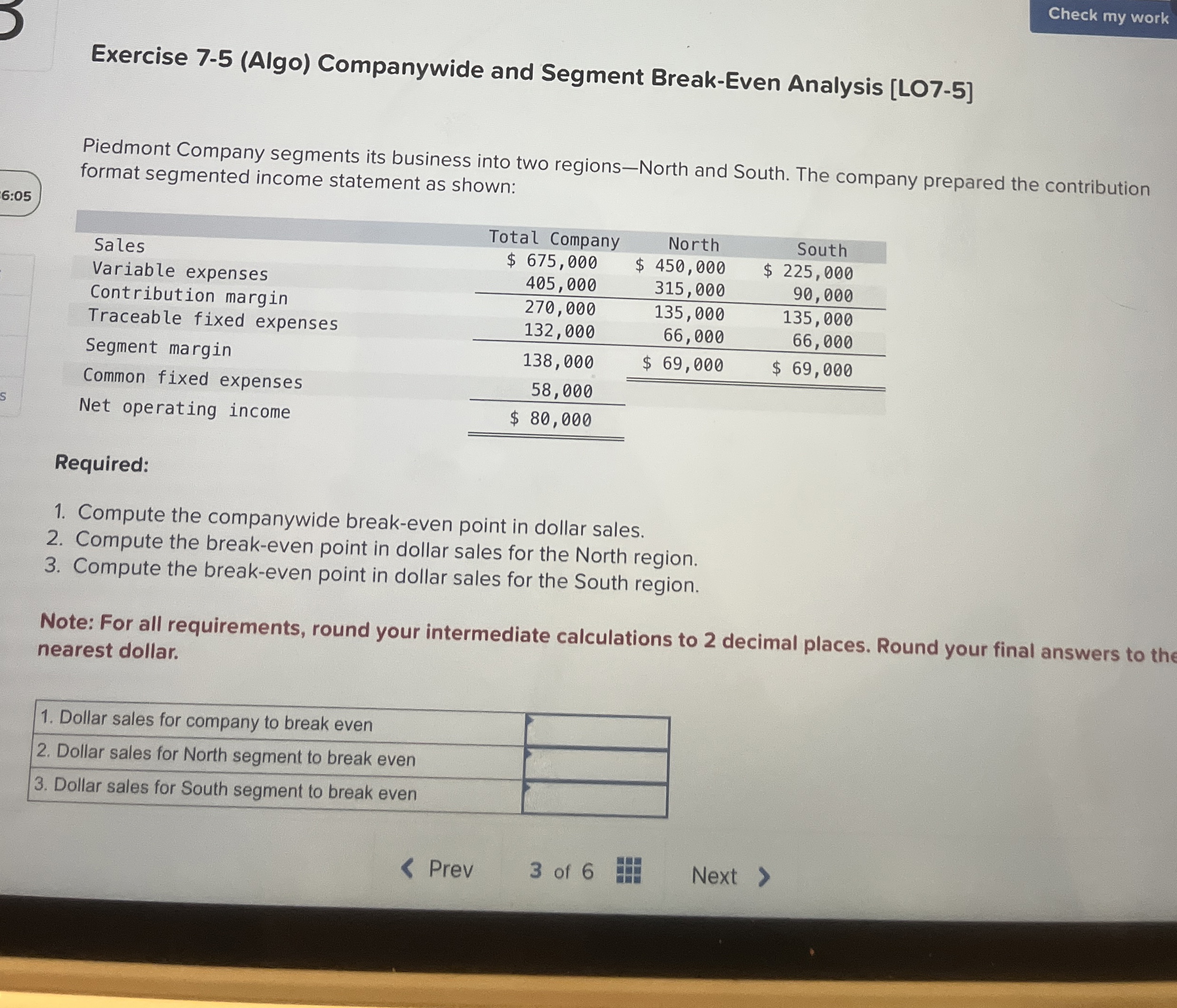 Solved Exercise 7-5 (Algo) ﻿Companywide and Segment | Chegg.com