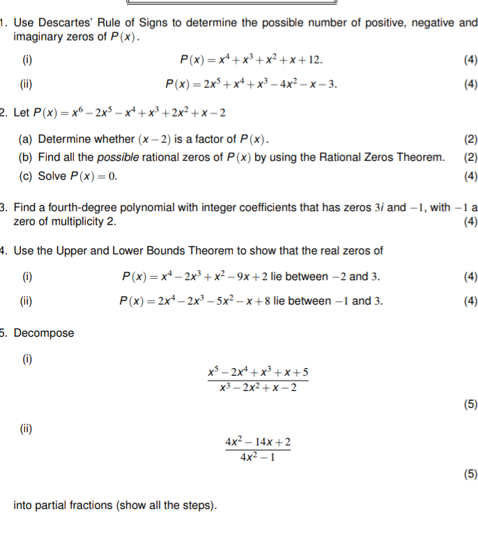Solved 1. Use Descartes' Rule of Signs to determine the | Chegg.com