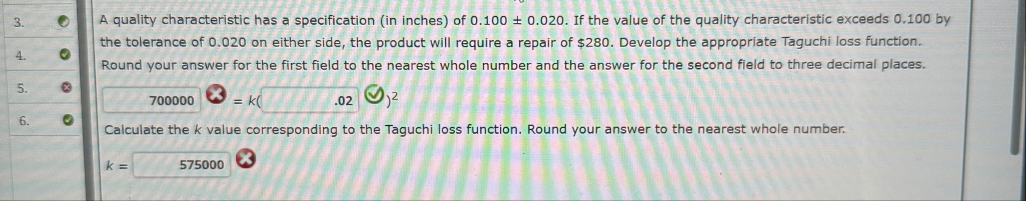 Solved A quality characteristic has a specification (in | Chegg.com