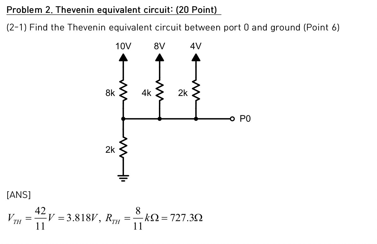 Solved Problem 2. ﻿Thevenin equivalent circuit: ( 20 | Chegg.com