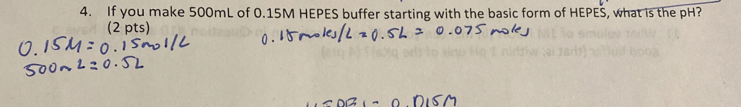 If you make 500 ﻿mL of 0.15 ﻿M HEPES buffer starting | Chegg.com