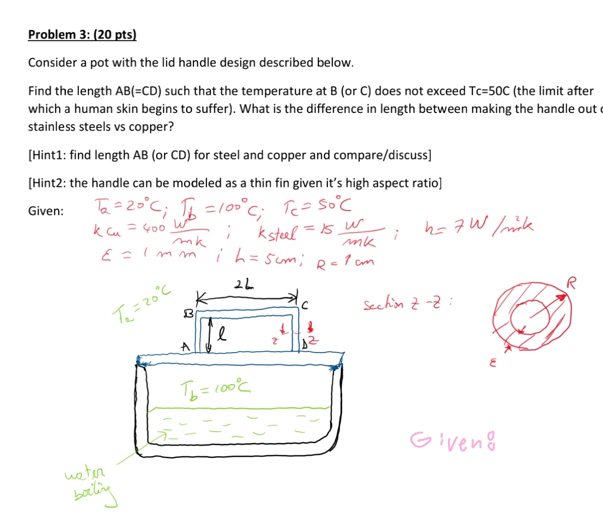Solved Problem 3: (20 ﻿pts)Consider a pot with the lid | Chegg.com