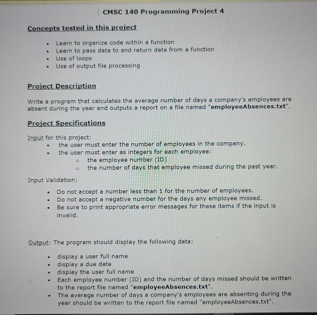 Solved CMSC 140 Programming Project 4 Concepts tested in | Chegg.com