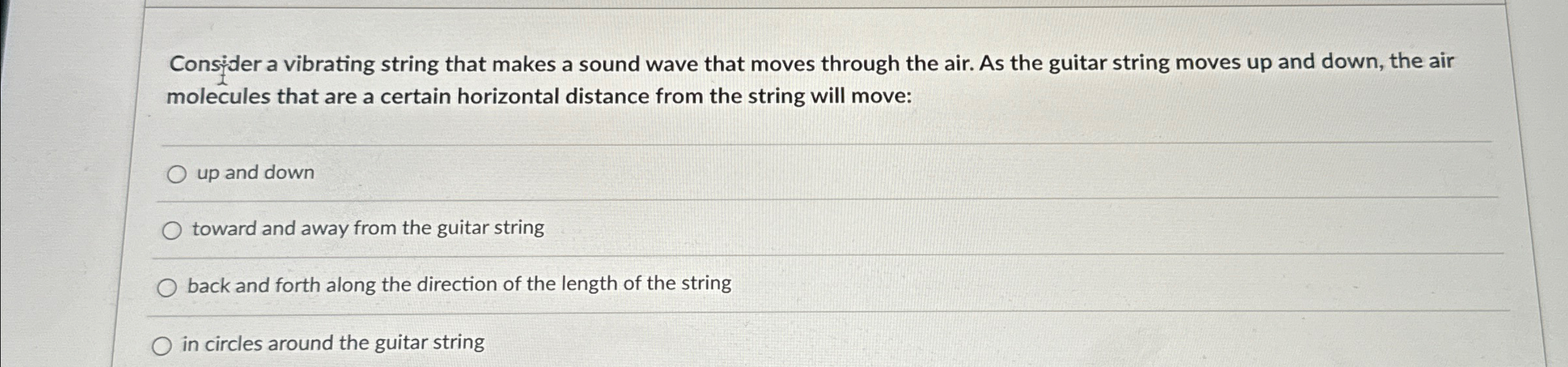 Solved Consider a vibrating string that makes a sound wave | Chegg.com