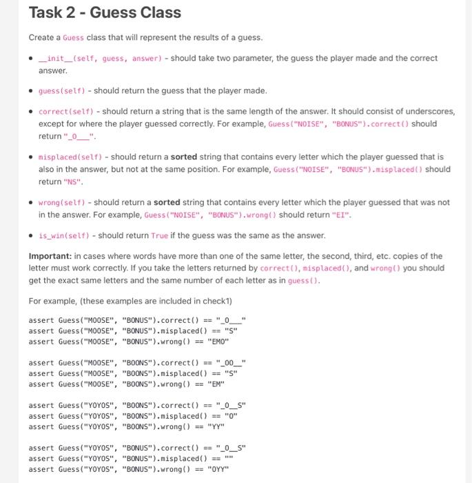 Solved Task 1 - Word List Class Your task will be to write a | Chegg.com