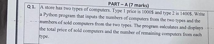 Solved 21. A store has two types of computers. Type 1 price | Chegg.com