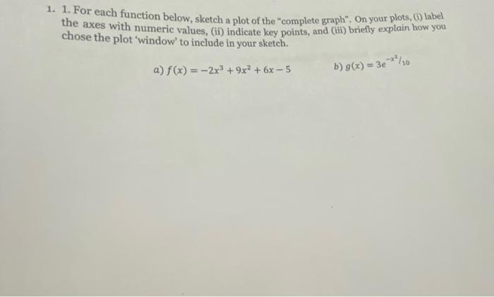 Solved 1. 1. For each function below, sketch a plot of the | Chegg.com