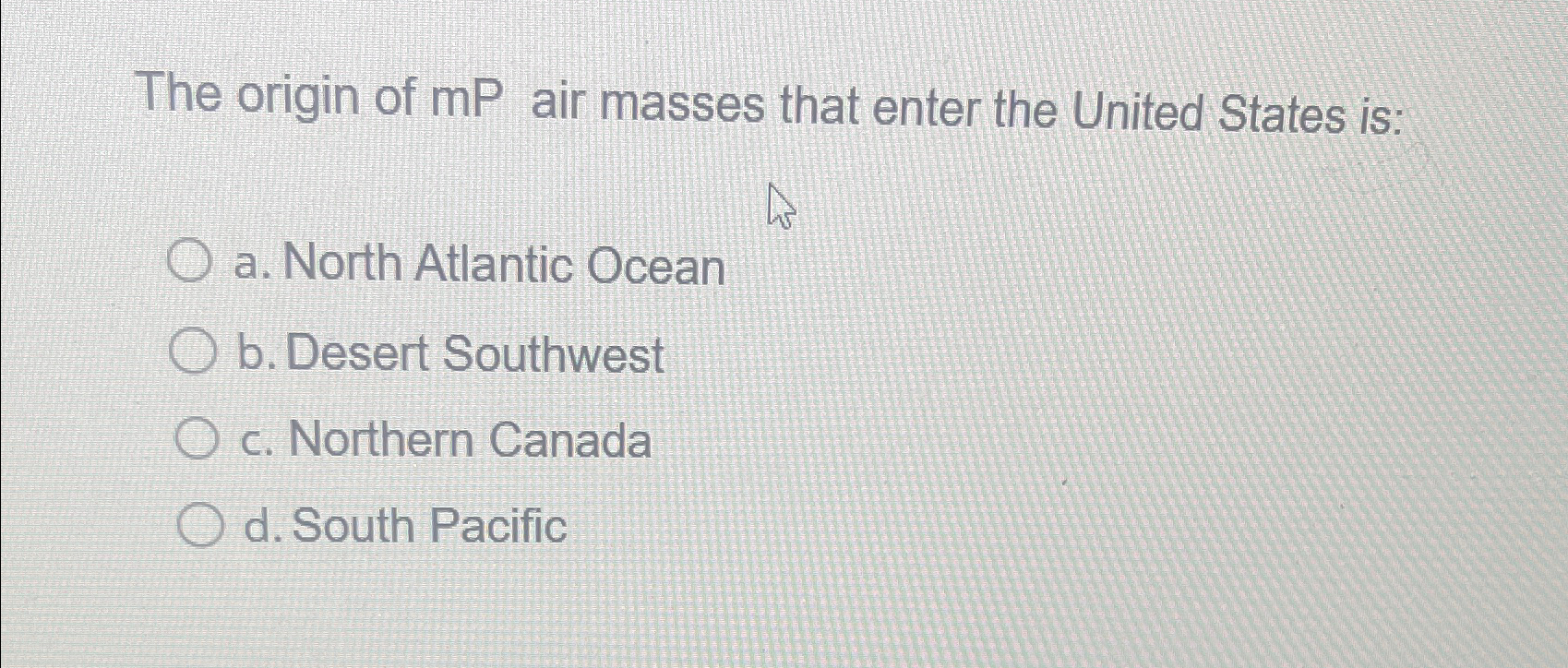 Solved The origin of mP ﻿air masses that enter the United | Chegg.com