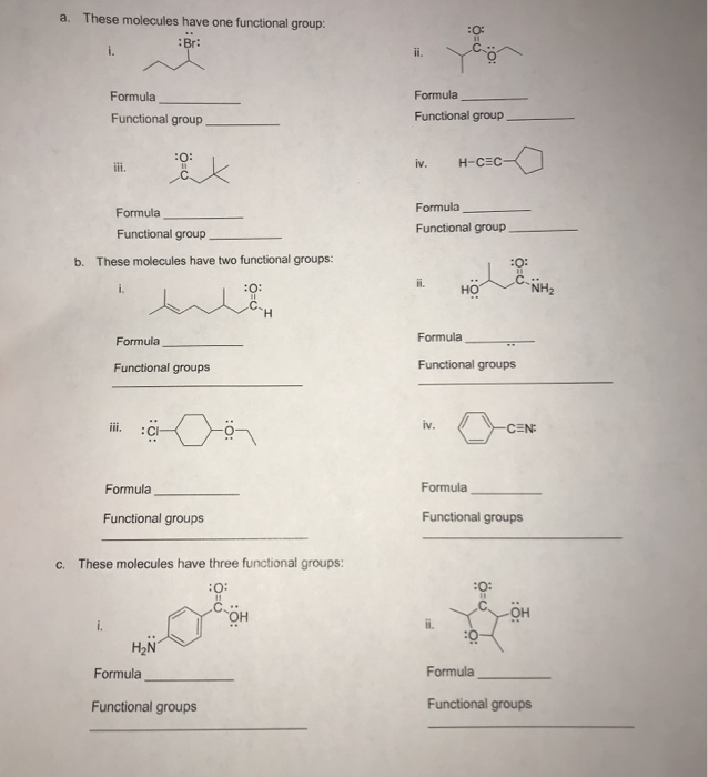 Solved a. These molecules have one functional group: RE | Chegg.com