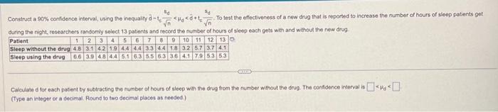 Solved Construct a 90\%, confidence interval, using the | Chegg.com