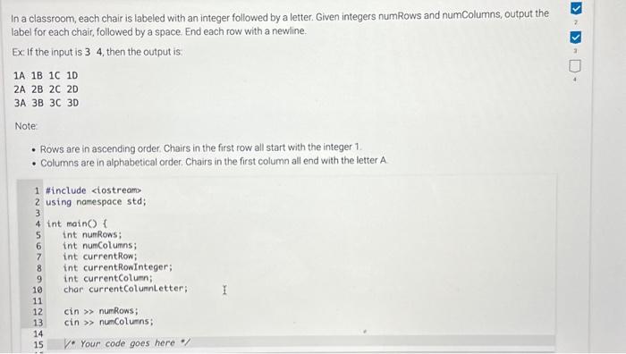 Solved In a classroom, each chair is labeled with an integer | Chegg.com