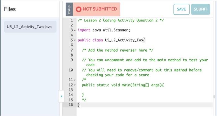 Solved Write A Void Method Named Reverser Which Takes A