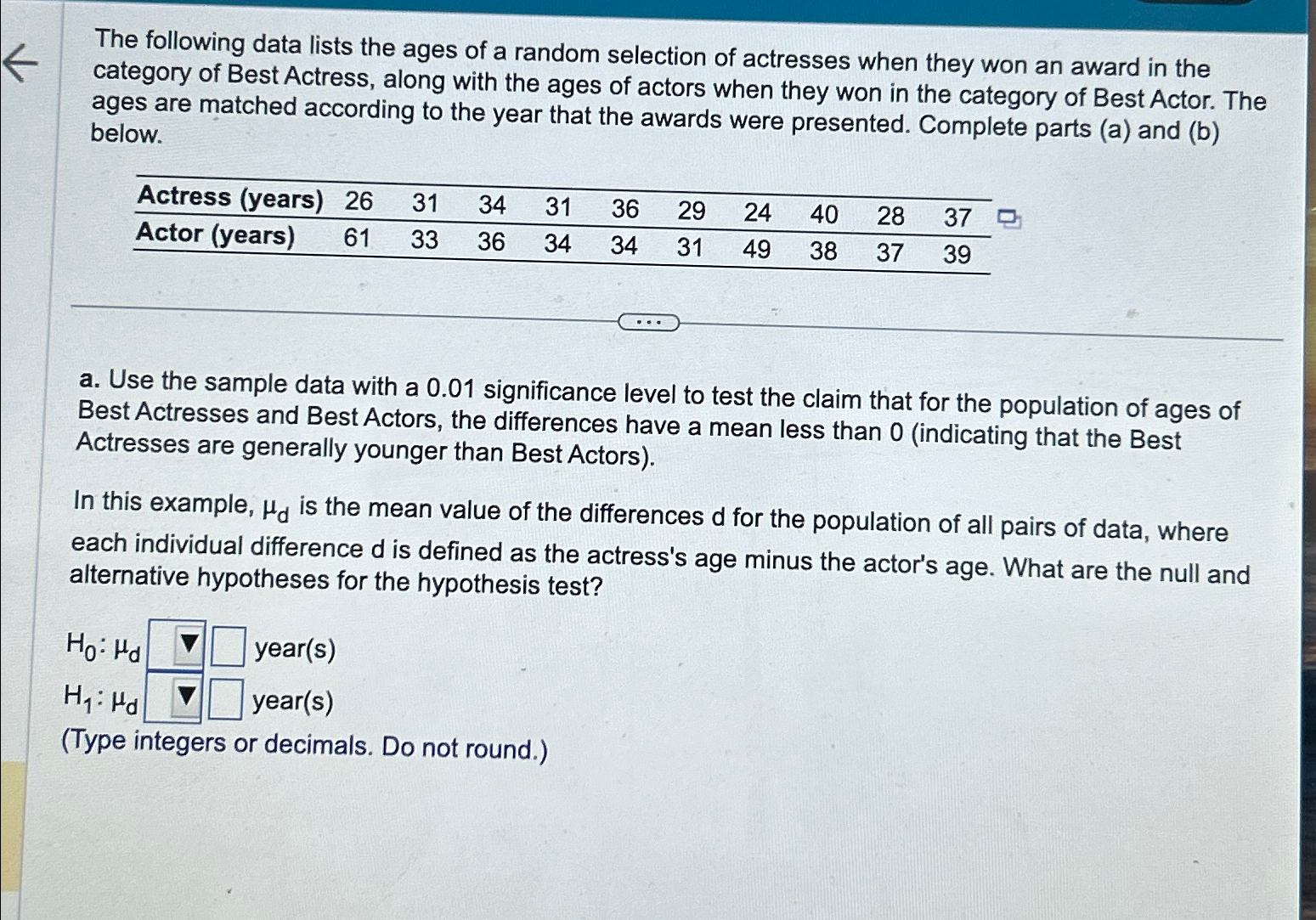 Solved The following data lists the ages of a random | Chegg.com