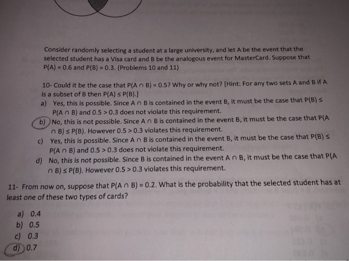 Solved Consider randomly selecting a student at a large | Chegg.com