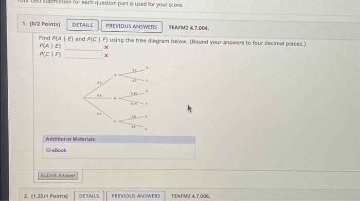 Solved Submission for each question part is used for your | Chegg.com