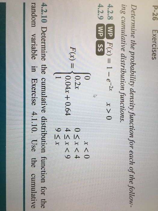 Solved P-26 Exercises Determine the probability density | Chegg.com