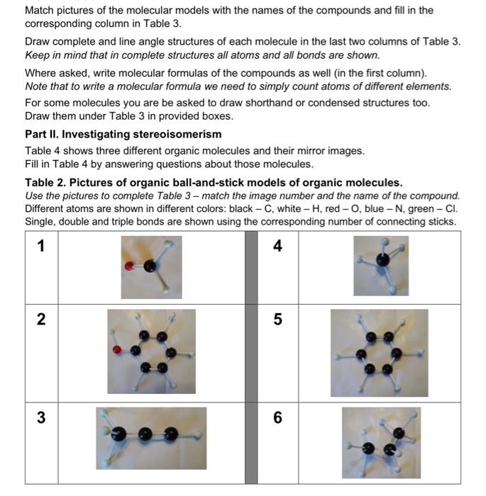 Solved Match pictures of the molecular models with the names | Chegg.com